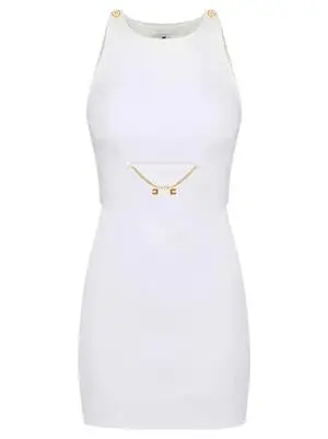 Elisabetta Franchi Enamelled-buttons Dress - White