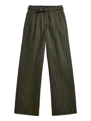 Ralph Lauren Pinstripe Belted Trousers - Green