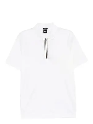 BOSS Zip-up Polo Shirt - White