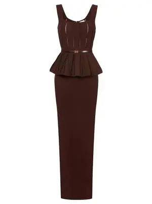 Elisabetta Franchi Belt-detail Knitted Maxi Dress - Brown