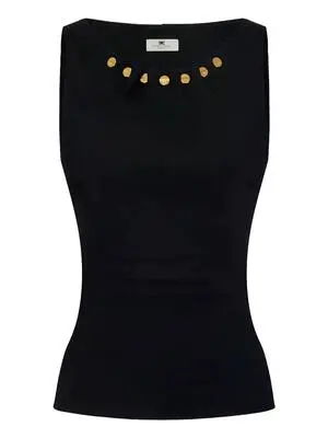 Elisabetta Franchi Jewel-button Top - Black