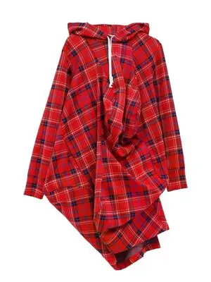 Comme Des Garçons Plaid-pattern Hoodie - Red