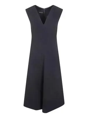Emporio Armani V-neck Ribbed Dress - Black