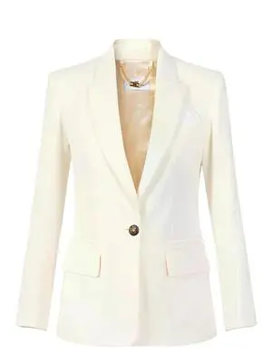 Elisabetta Franchi Single-breasted Blazer With Pocket Square - White