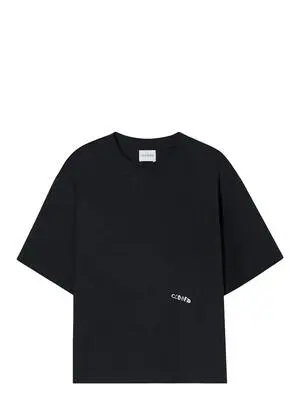 Closed Back-print Cotton T-shirt - Black