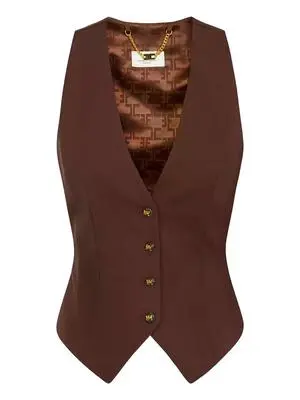 Elisabetta Franchi Gabardine Buttoned Waistcoat - Brown