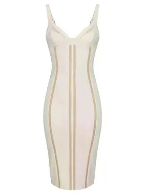 Elisabetta Franchi Adjustable-strap Panelled Midi Dress - Neutrals