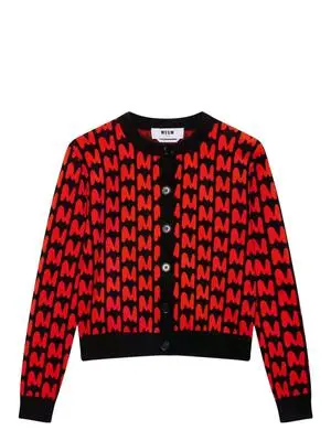MSGM Monogram Pattern Button-up Cardigan - Black