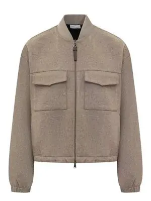 Brunello Cucinelli Virgin Wool Bomber Jacket - Neutrals