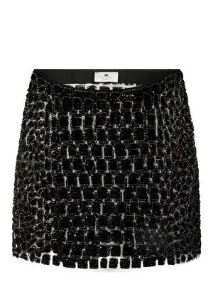 Elisabetta Franchi Crocodile-effect Embroidered Mini Skirt - Black