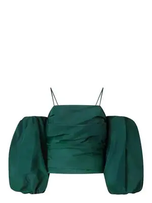 Pinko Pallottoliere Gathered Puff-sleeve Top - Green