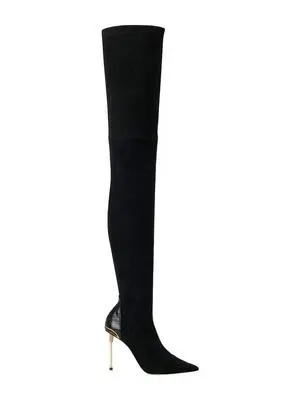 Elisabetta Franchi Tapered Toe Leather Boots - Black