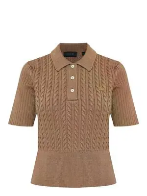 Lacoste Cable-knit Polo Shirt - Brown