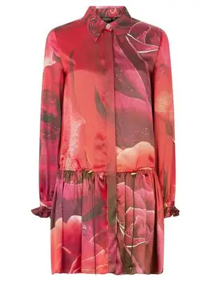 Roberto Cavalli Rose-print Mini Dress - Red