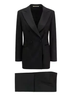 Tagliatore Virgin Wool-blend Double-breasted Suit - Black