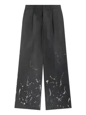 We11Done Pleated Paint-splatter Trousers - Grey