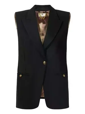 Elisabetta Franchi Peak-lapel Button-up Waistcoat - Black