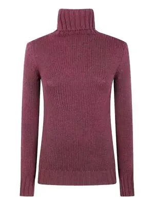 BASE Ribbed Roll-neck Knitwear - Red