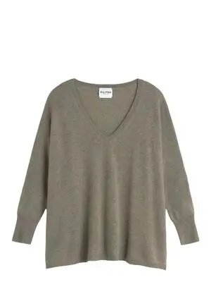 KUJTEN V-neck Long Sleeve Sweater - Grey