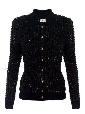 Elisabetta Franchi Sequin-embellished Bouclé Cardigan - Black