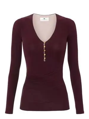 Elisabetta Franchi Button Long-sleeve T-shirt - Red