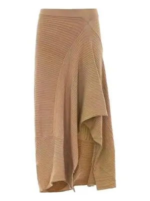 AKEP Ruffled Ribbed Knit Skirt - Neutrals