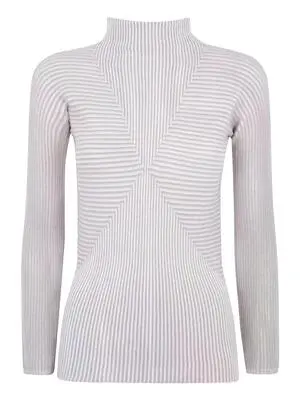 Emporio Armani Striped Roll-neck Sweater - White