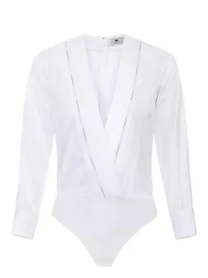 ELISABETTA FRANCHI Pleated Detail Long-Sleeve Bodysuit