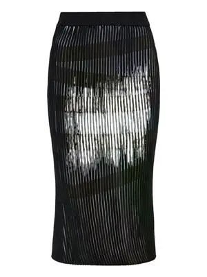 Issey Miyake Striped Slit Skirt - Black