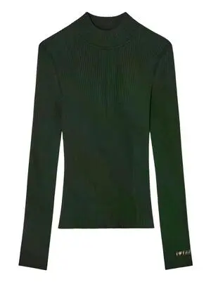 Tara Jarmon Ribbed Knit Crew Neck Sweater - Green