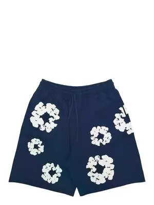 DENIM TEARS Printed Cotton Shorts Blue