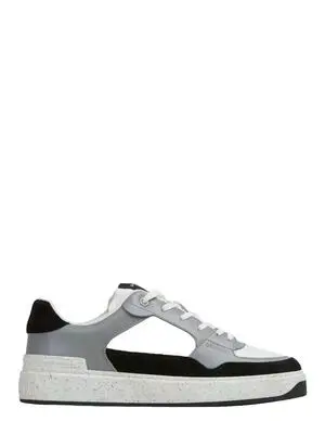 Balmain B-Court Panelled Leather Sneakers Grey