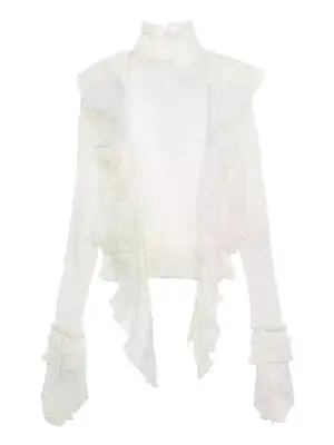 Blumarine Pleated Ruffle Top - White