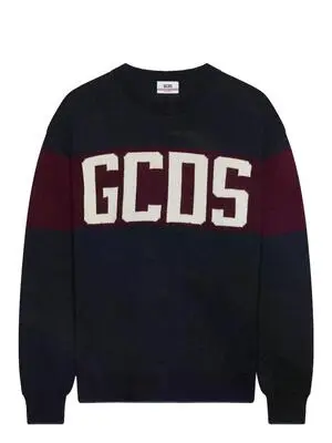 Gcds Striped Logo-detail Sweater - Blue
