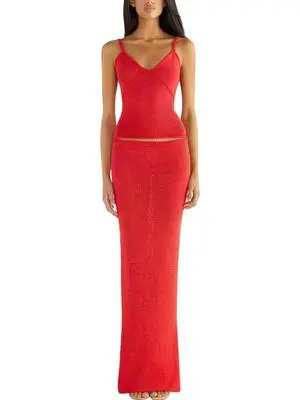 ASTA RESORT Carolina Floor-length Maxi Skirt - Red