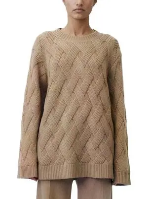 ALLUDE Wool Blend Crew Neck Sweater - Neutrals