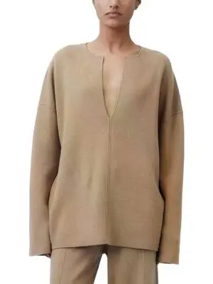 ALLUDE V-neck Knitted Top - Neutrals