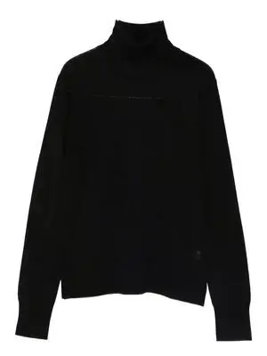 FORTE_FORTE Roll-neck Panelled Sweater - Black