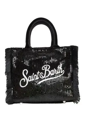MC2 SAINT BARTH Mini Vanity Sequin Fringed Tote Bag - Black