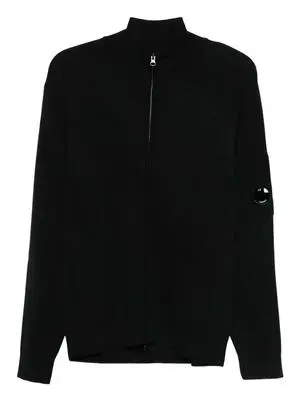 C.P. COMPANY Zip-up Knit Cardigan - Black