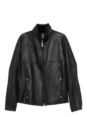 ISAAC SELLAM EXPERIENCE Panelled Zip-front Leather Jacket - Black