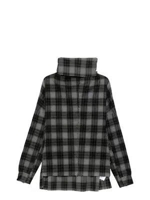 INDIVIDUAL SENTIMENTS Roll-neck Plaid Sweatshirt - Black