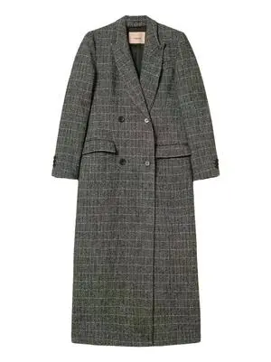 TWINSET Checked Double-breasted Coat - Black