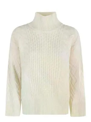 ERMANNO FIRENZE Fringe Detail Cable Knit Sweater - Neutrals