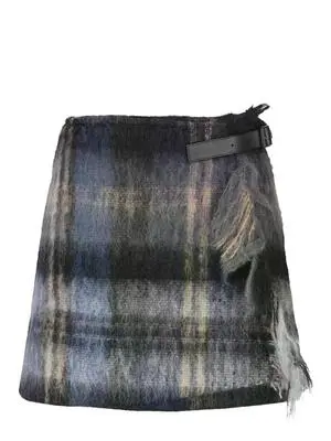 Loewe Plaid Buckle-detailing Skirt - Blue