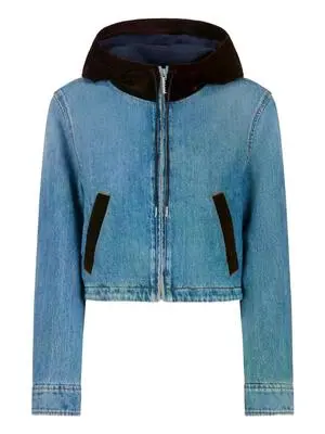 Marni Velvet-trimmed Denim Jacket - Blue