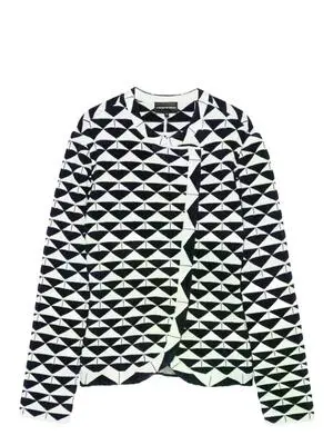 Emporio Armani Geometric-print Fitted Jacket - Fb009 Geometric Blu