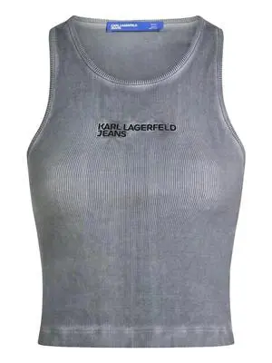 Karl Lagerfeld Ribbed Cotton Top - Grey