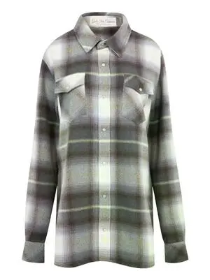 GOD'S TRUE CASHMERE Shadow Plaid Cashmere Shirt - Grey
