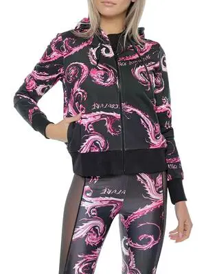 Versace Patterned Hooded Jacket - Black